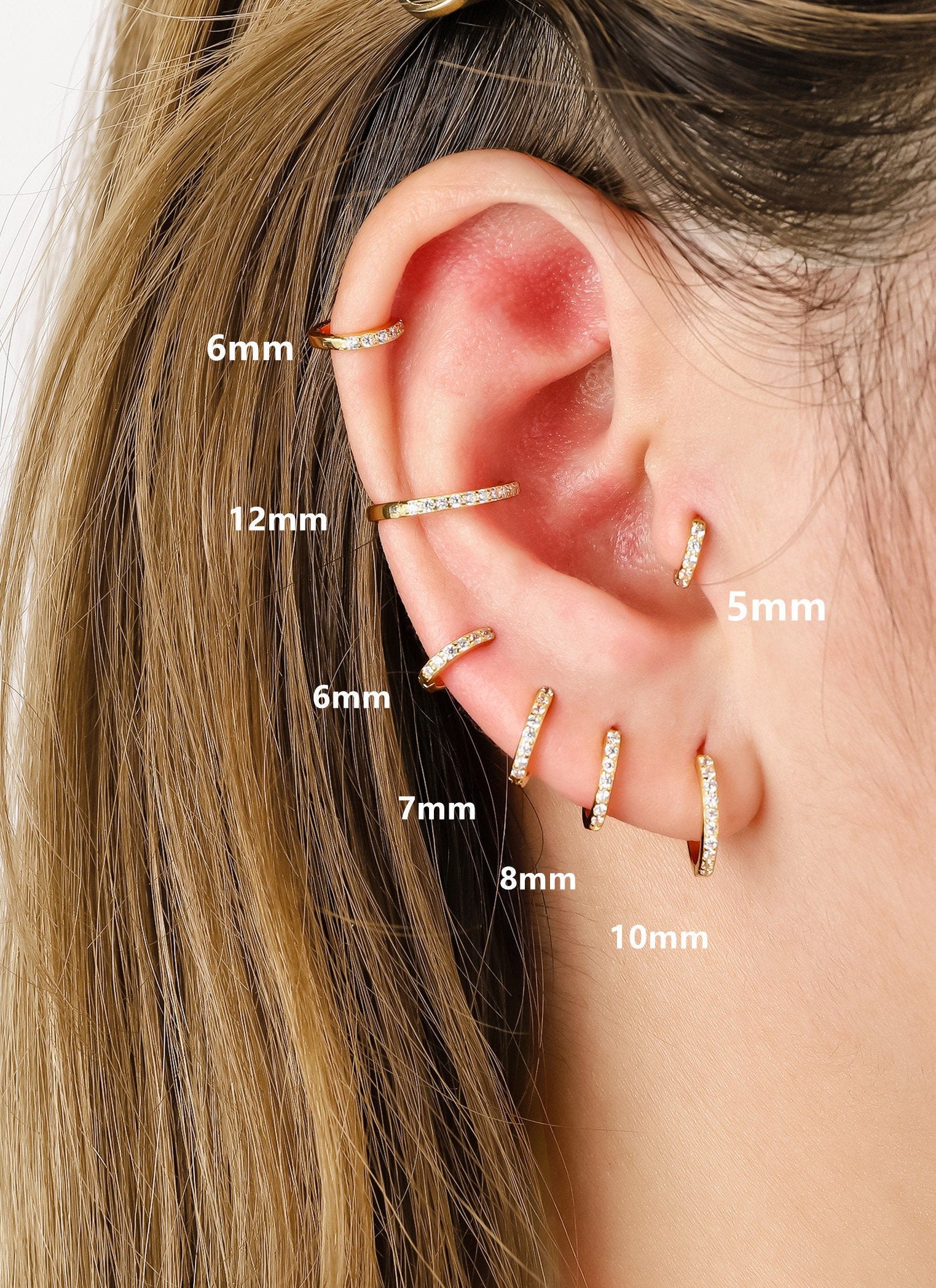 CZ Cartilage Hoop Helix Hoop Earring Tiny Hoop Conch Hoop | Etsy Canada