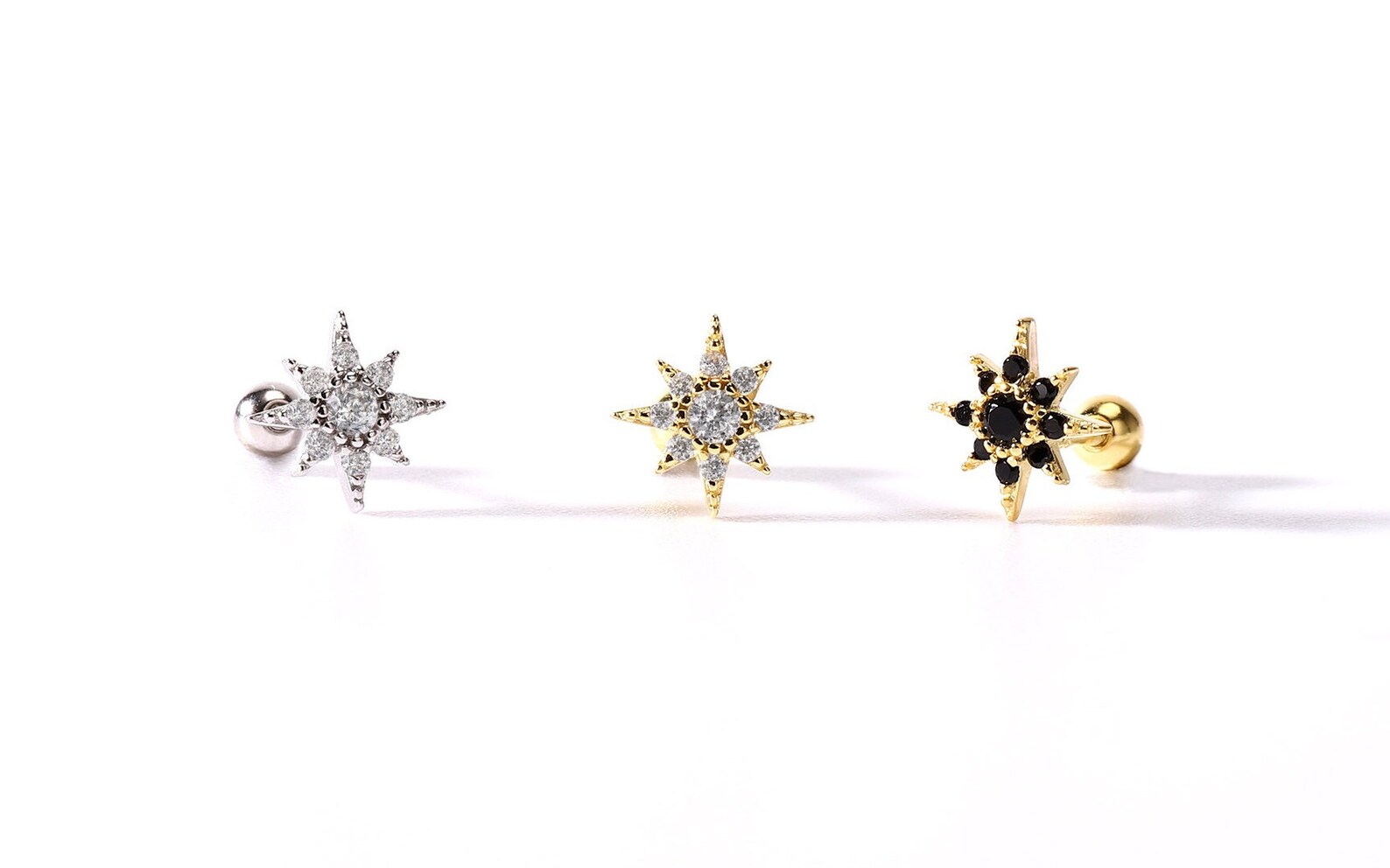 North Star Stud Earring Screw Back Earring Helix Cartilage - Etsy