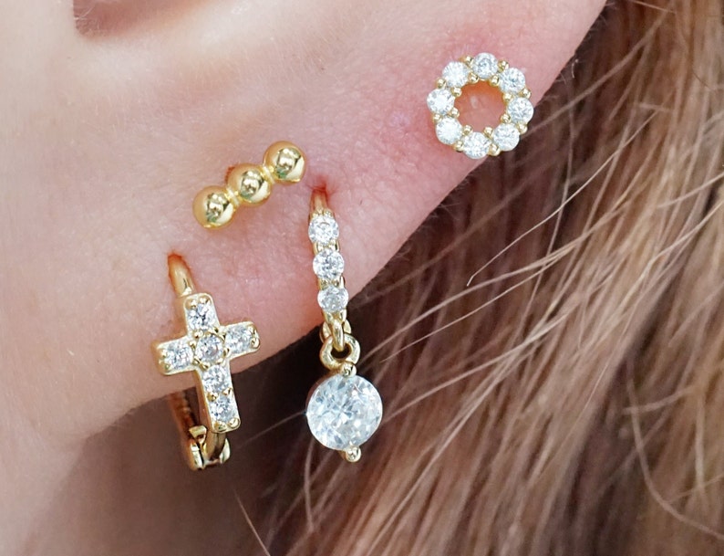 CZ Tragus Hoop Small Cartilage Hoops Sliver Helix Piercing - Etsy