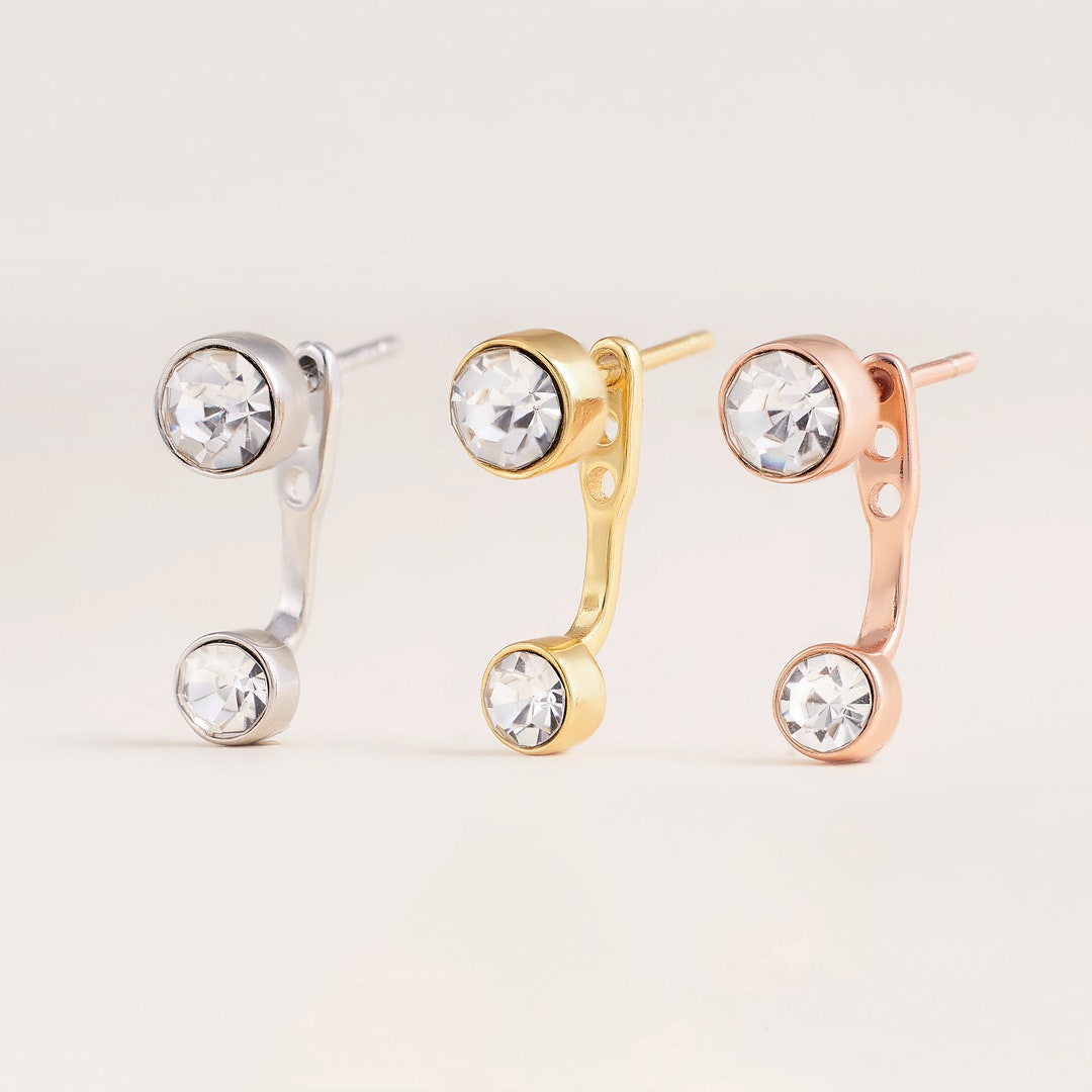 Crystal Earrings, Front Back Earrings, Diamond Earrings, White CZ Ear ...