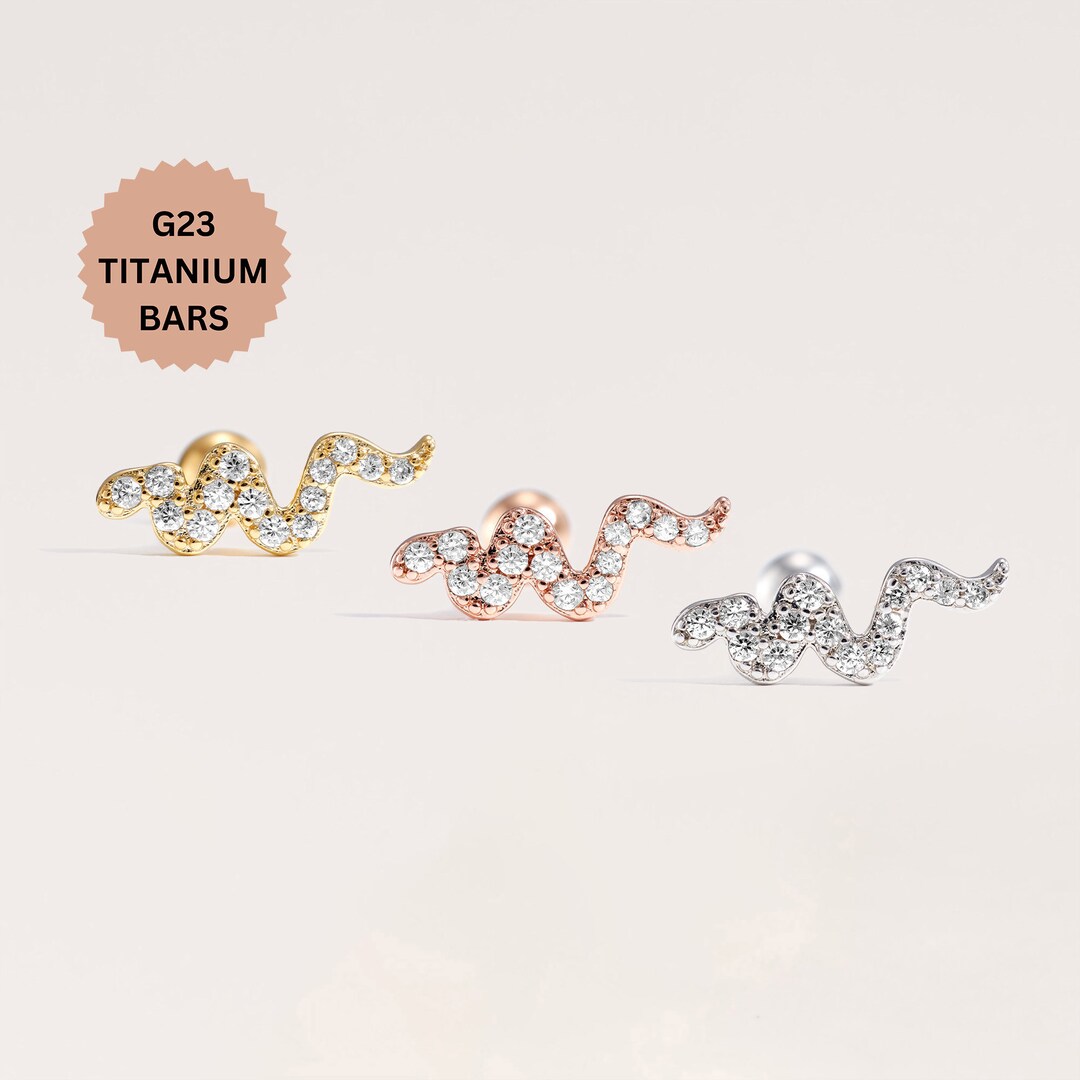 Snake Cartilage Earring Crystal Serpent Conch Earring Gold - Etsy