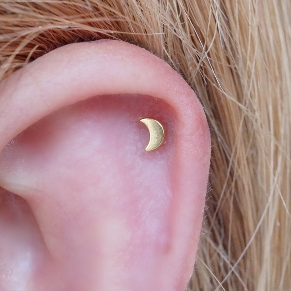Crescent Moon Stud Earrings - Etsy