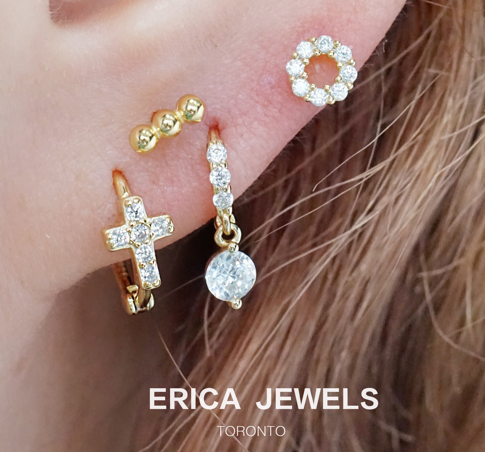 CZ Tragus Hoop Small Cartilage Hoops Sliver Helix Piercing - Etsy