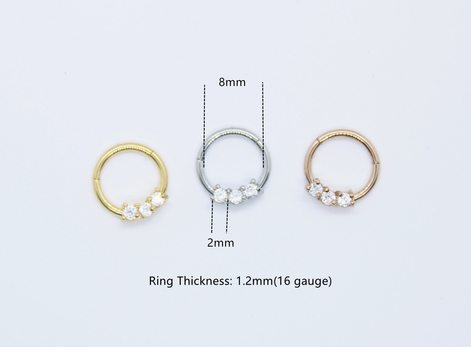 16g-6mm 8mm 10mm Daith Hoop Hinged Clicker Ring Daith Hoop | Etsy