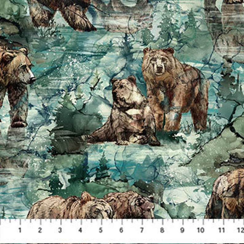 18” Piece Pine Bears Northern Peaks Coordinate by Deborah Edwards and ...