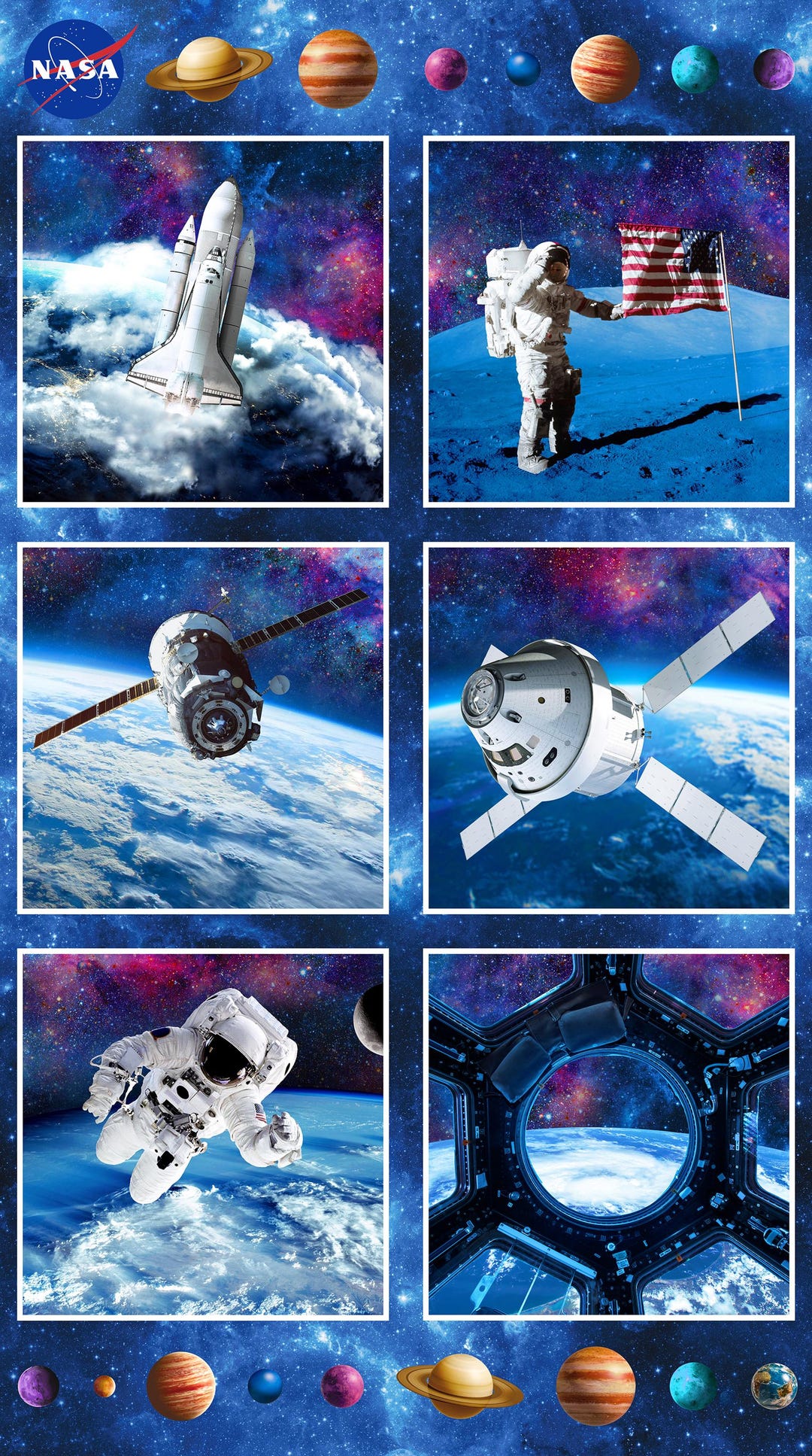 Dk Blue Block Panel 24X43” Space Odyssey by Northcott - Etsy