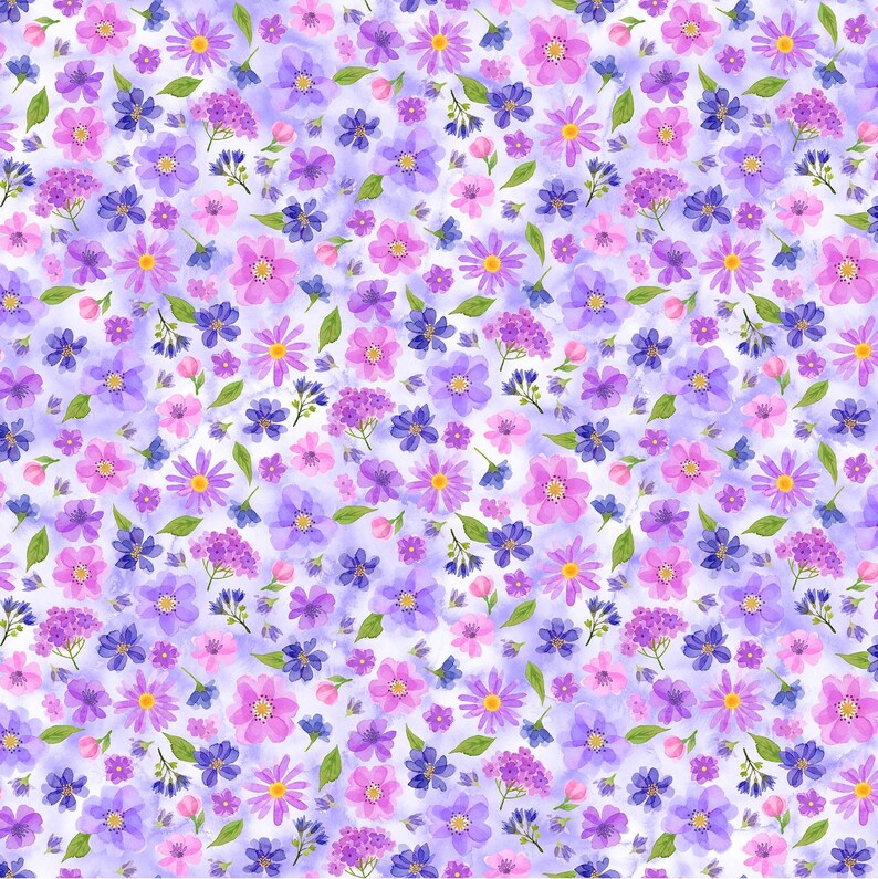 Pressed Flowers Coordinate Lilac Multi - Etsy