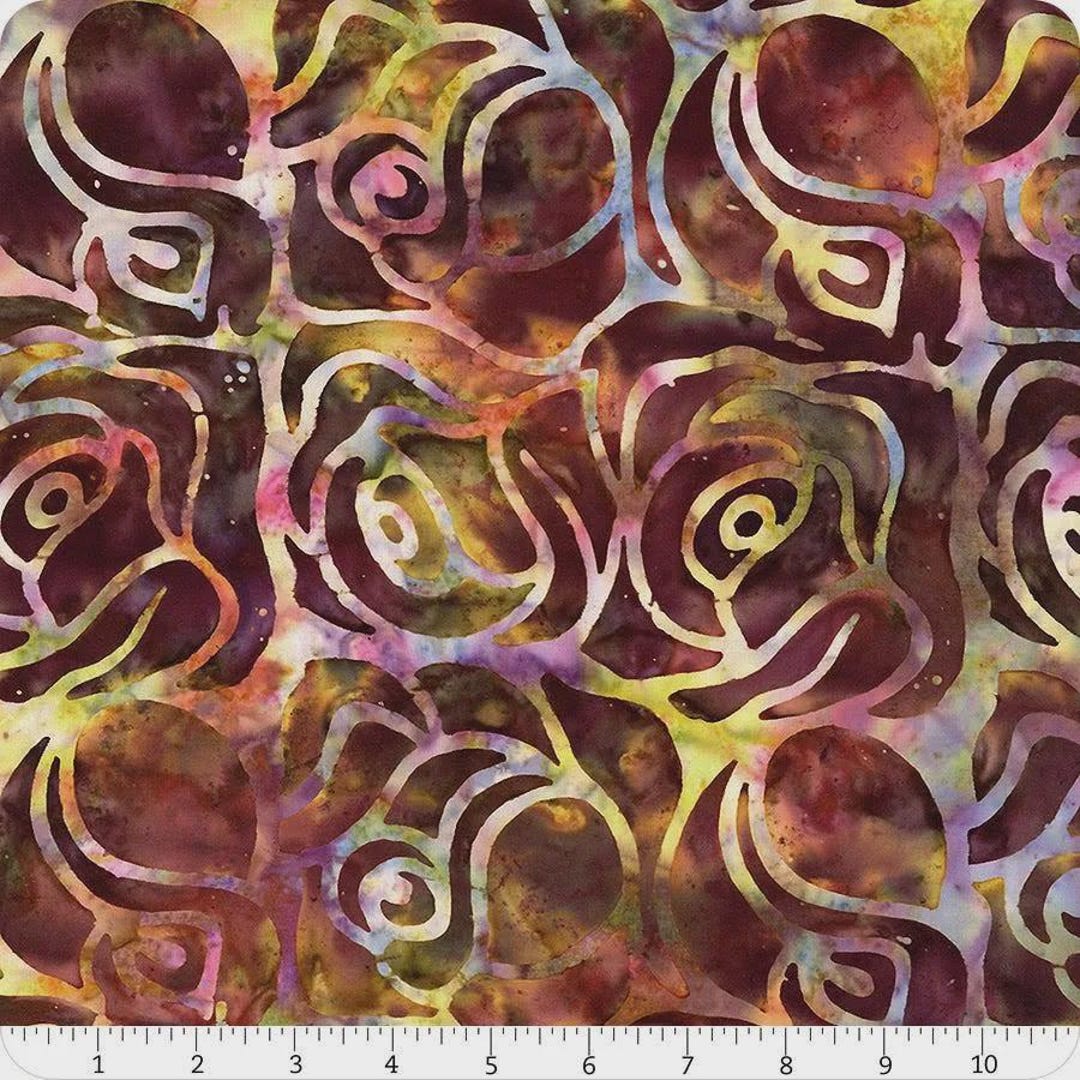 108” Batik Burgundy Multi Roses Wide Backing by Banyan Batiks by ...