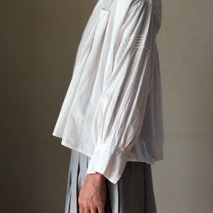 Antique White Cotton Pintuck Smock Pleated Sailor Collar Blouse XS S - Etsy