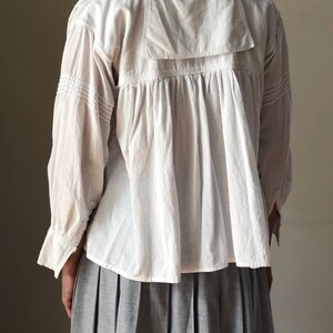 Antique White Cotton Pintuck Smock Pleated Sailor Collar Blouse XS S - Etsy