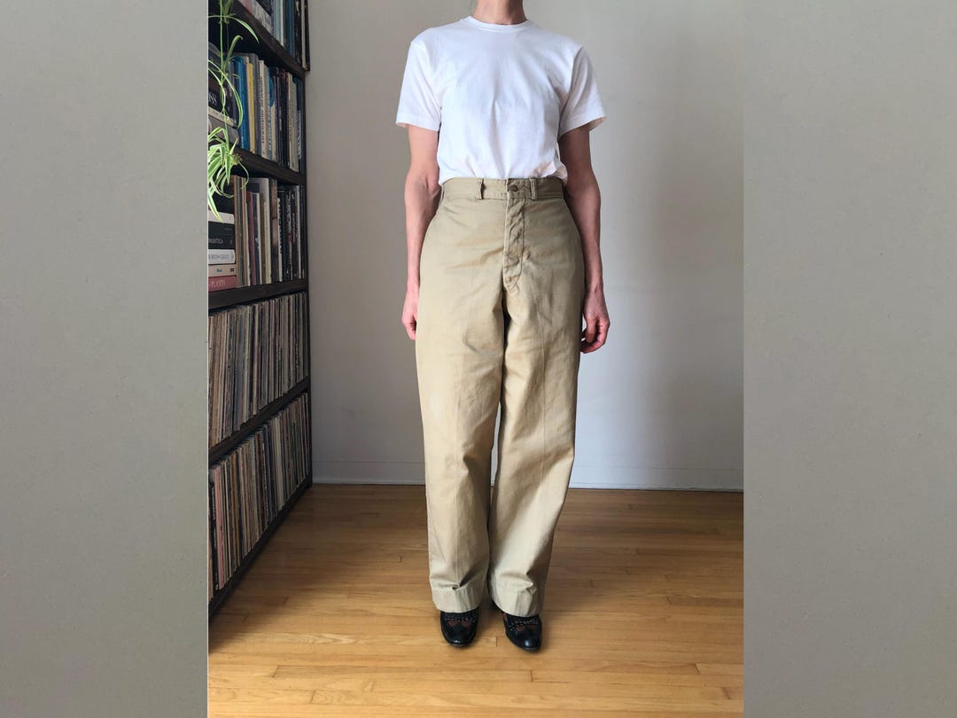 1950s Vintage US Army Military Khakis 50s Button Fly Tan Cotton Twill ...