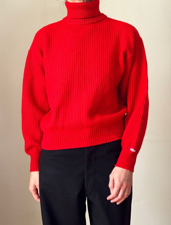 1990s vintage Ellesse red wool ribbed turtleneck swea… - Gem