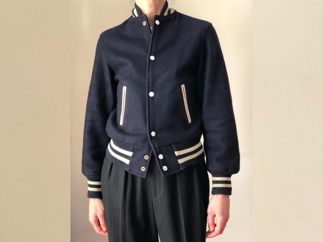 1960s Vintage Wool Varsity Jacket 60s Hatchers Sportswear Navy Blue ...