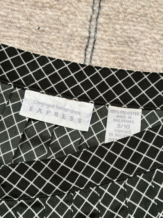 1990s vintage forest green grid pattern pleated minis… - Gem