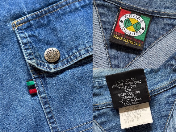 1990s vintage Cross Colours denim two pocket cargo sh… - Gem
