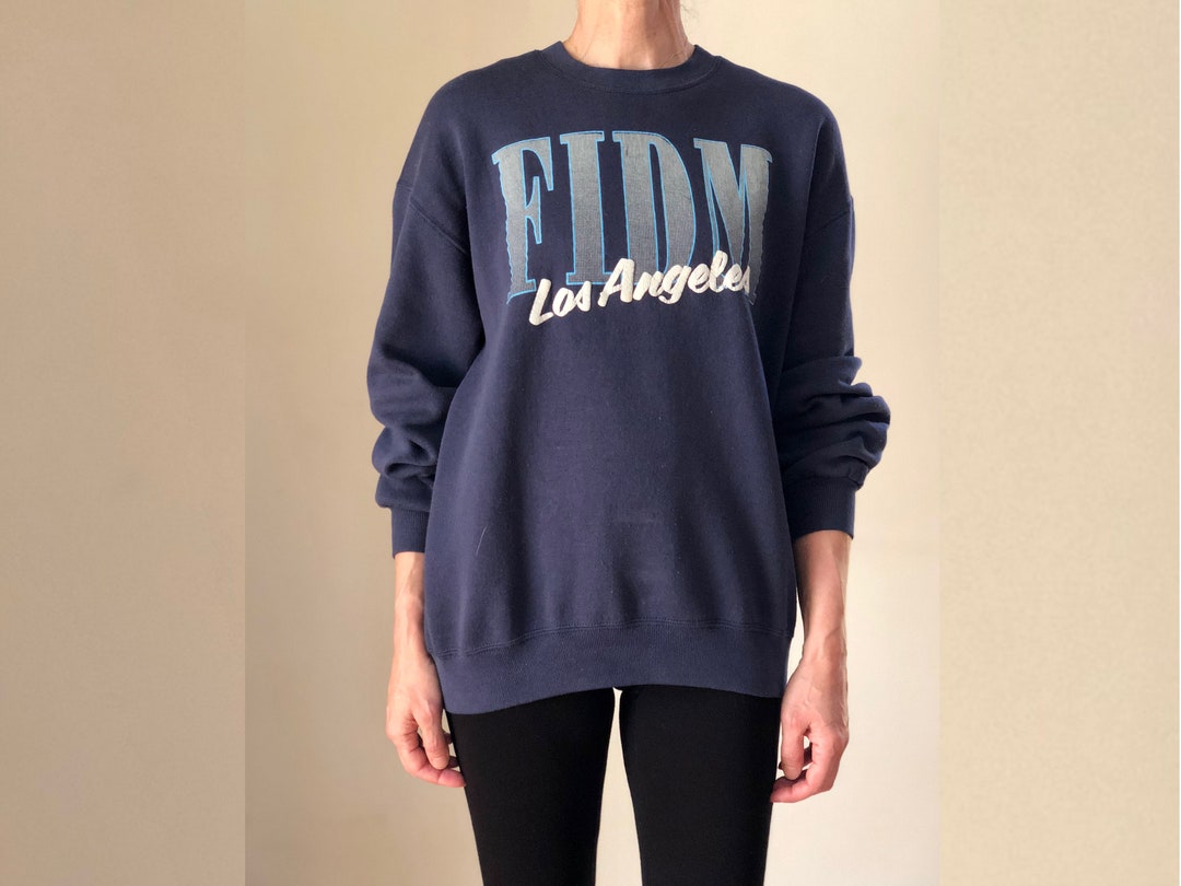 1980s Vintage FIDM Logo Sweatshirt 80s Jerzees Navy Blue Crewneck OSFM ...