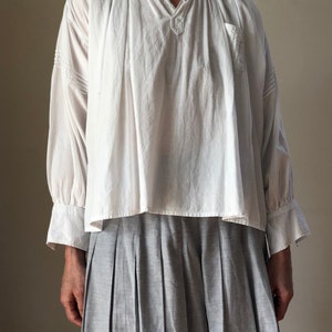 Antique White Cotton Pintuck Smock Pleated Sailor Collar Blouse XS S - Etsy