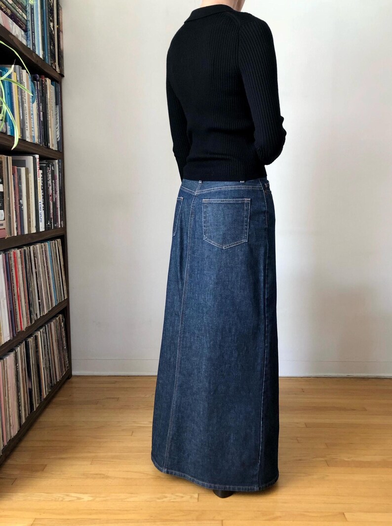 2000s Vintage Gap Dark Wash Denim Maxi Skirt Y2k Front Slit Jean Skirt ...