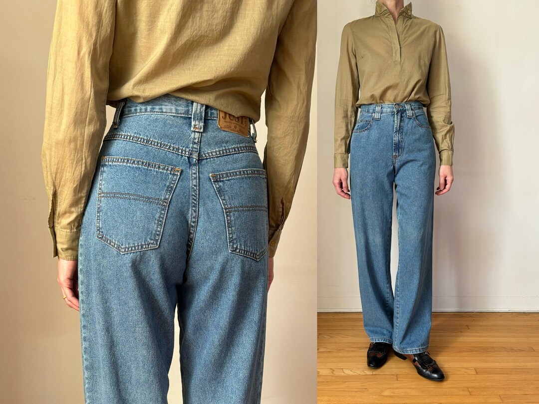 1990s Vintage Wide Leg Jeans 90s Just USA High Waist Relaxed Leg Denim ...
