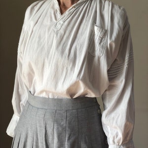 Antique White Cotton Pintuck Smock Pleated Sailor Collar Blouse XS S - Etsy