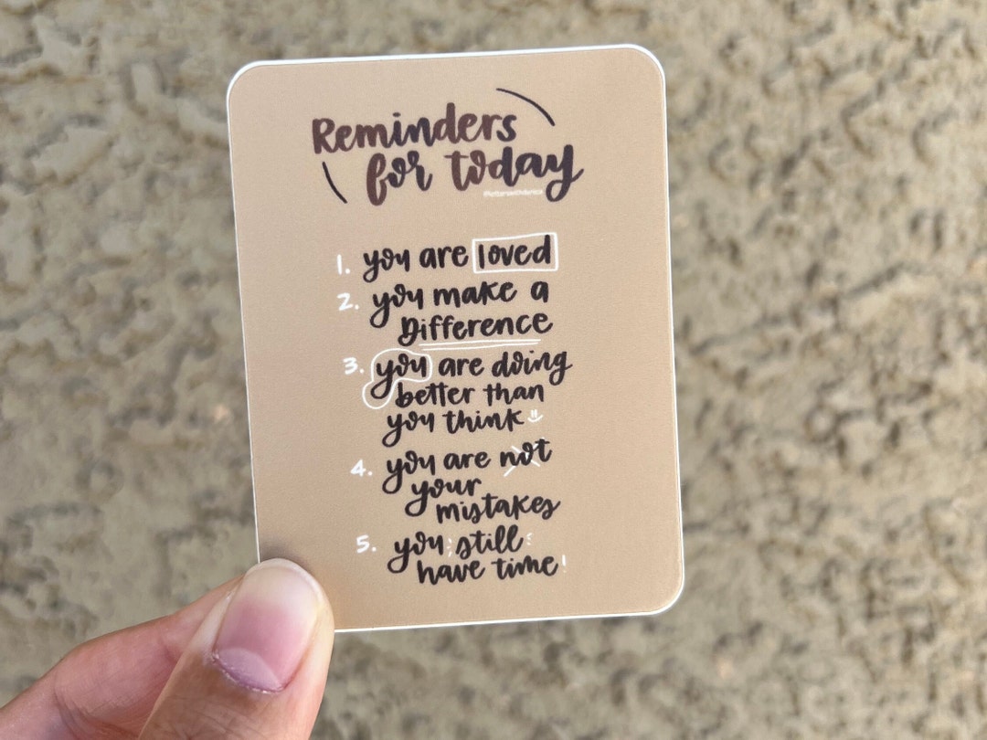 Reminders for Today Mental Health Matte Sticker - Etsy