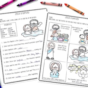 Jesus is Baptized by John the Baptist Printable Activity Sheets + Craft ...