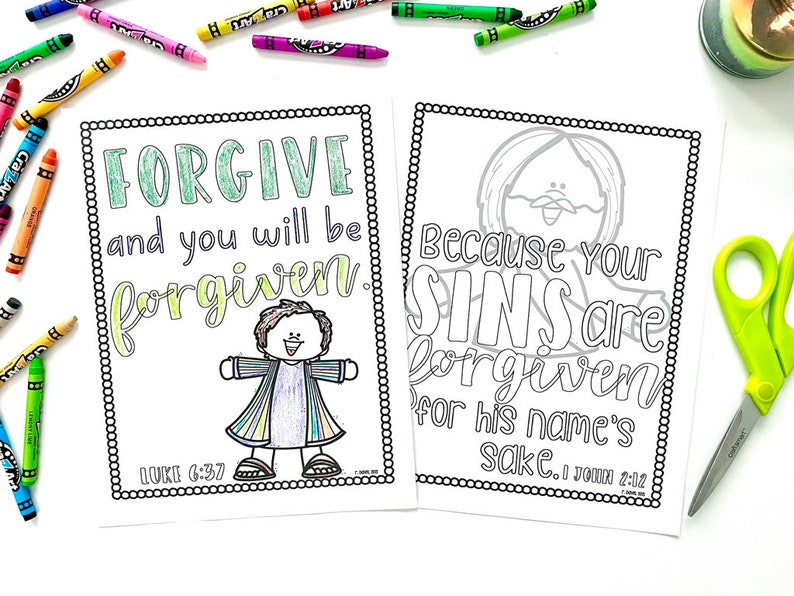 Bible Verse Coloring Sheets About Forgiveness for Sunday School or ...