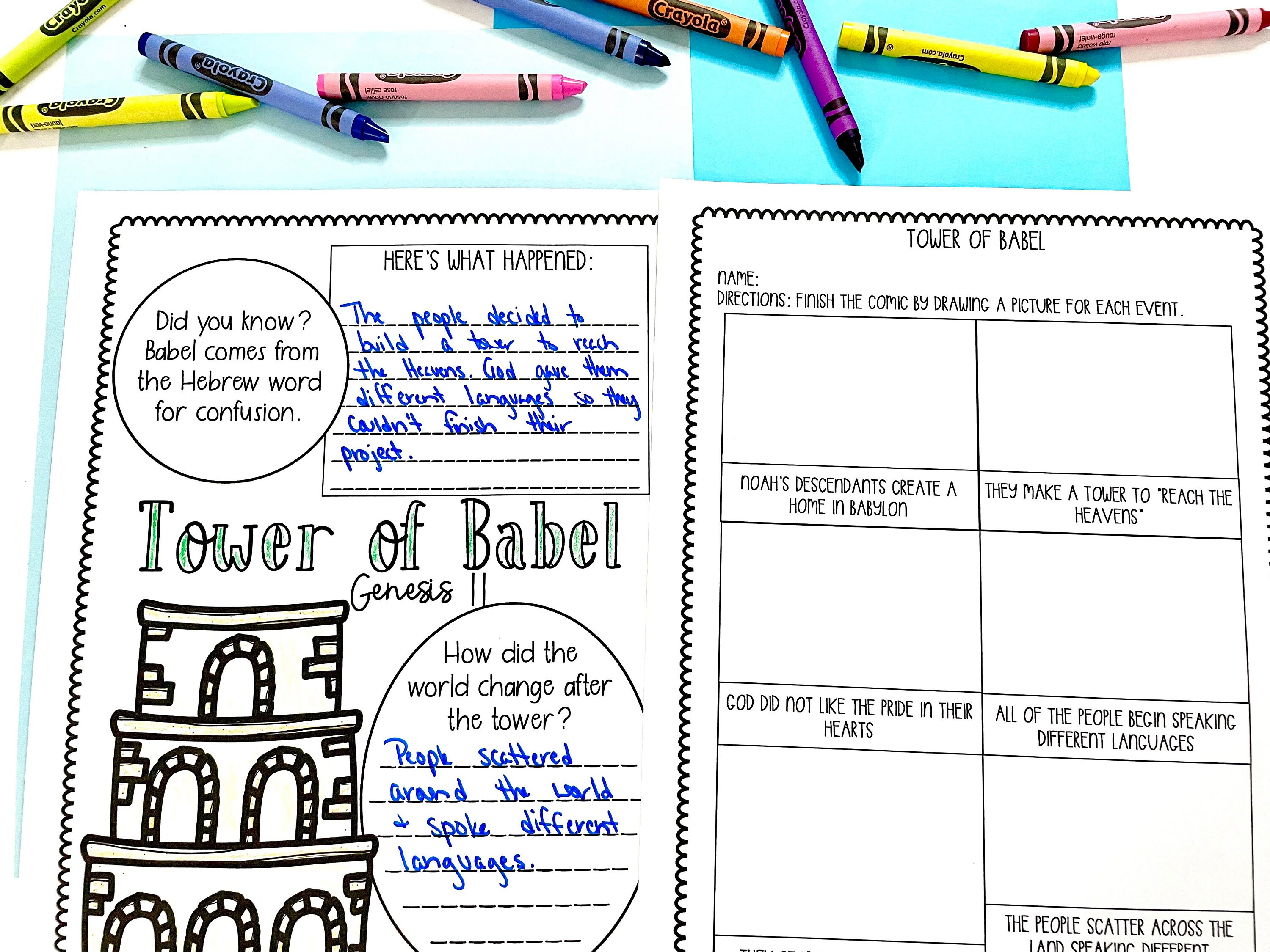 Tower of Babel Interactive Bible Lesson + Printable Activity Sheets ...