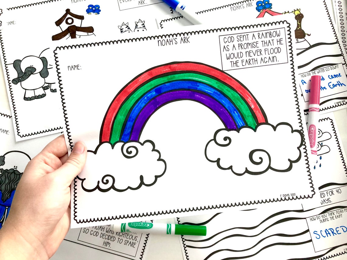 Noah's Ark Coloring Sheets for Sunday School or Homeschool Bible Story ...