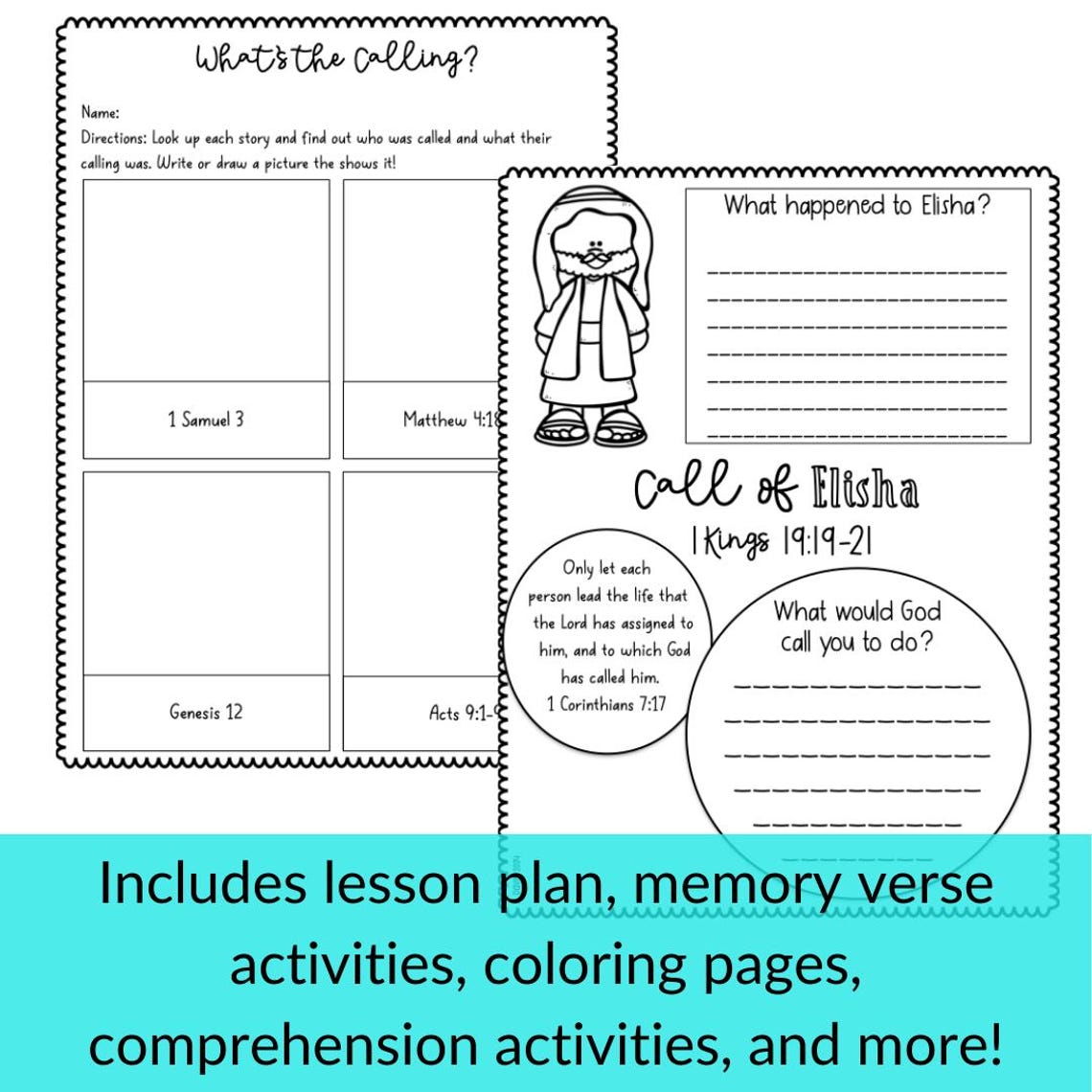 The Call of Elisha Bible Lesson + Kids Sermon With Printables + Craft ...