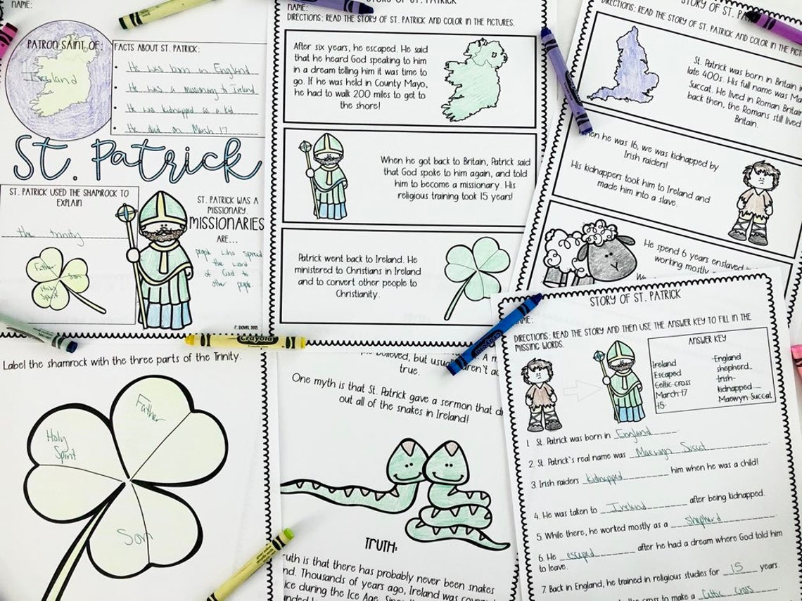 St. Patrick Story + Activity Sheets for Sunday School or Homeschool - Etsy