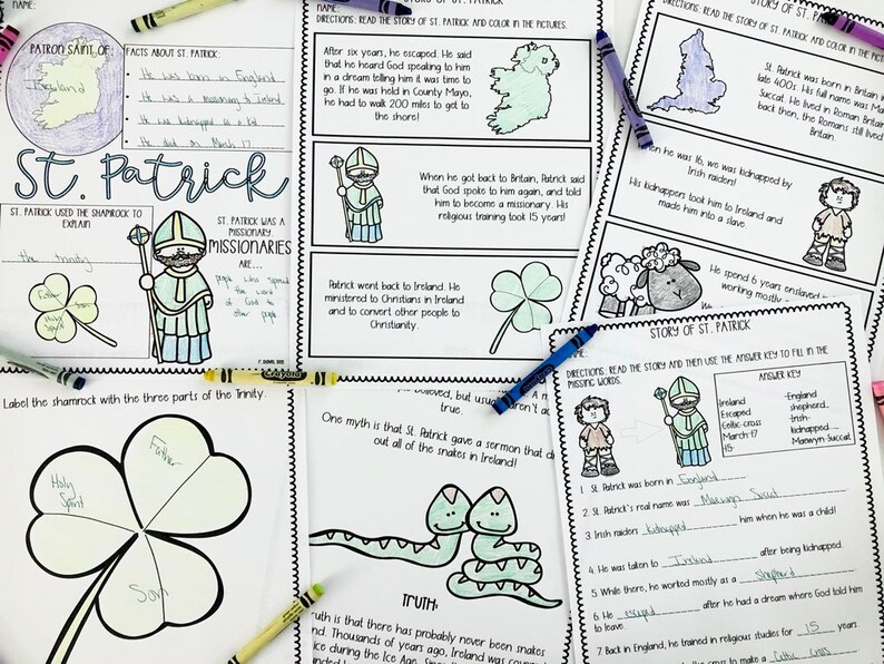 St. Patrick Story + Activity Sheets for Sunday School or Homeschool - Etsy