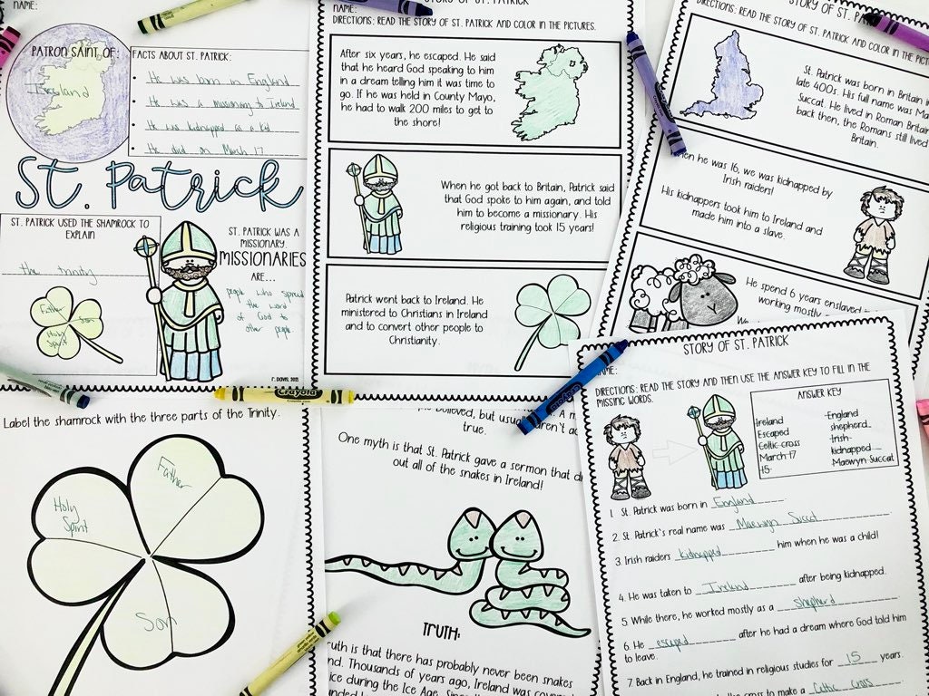 St. Patrick Story + Activity Sheets for Sunday School or Homeschool - Etsy