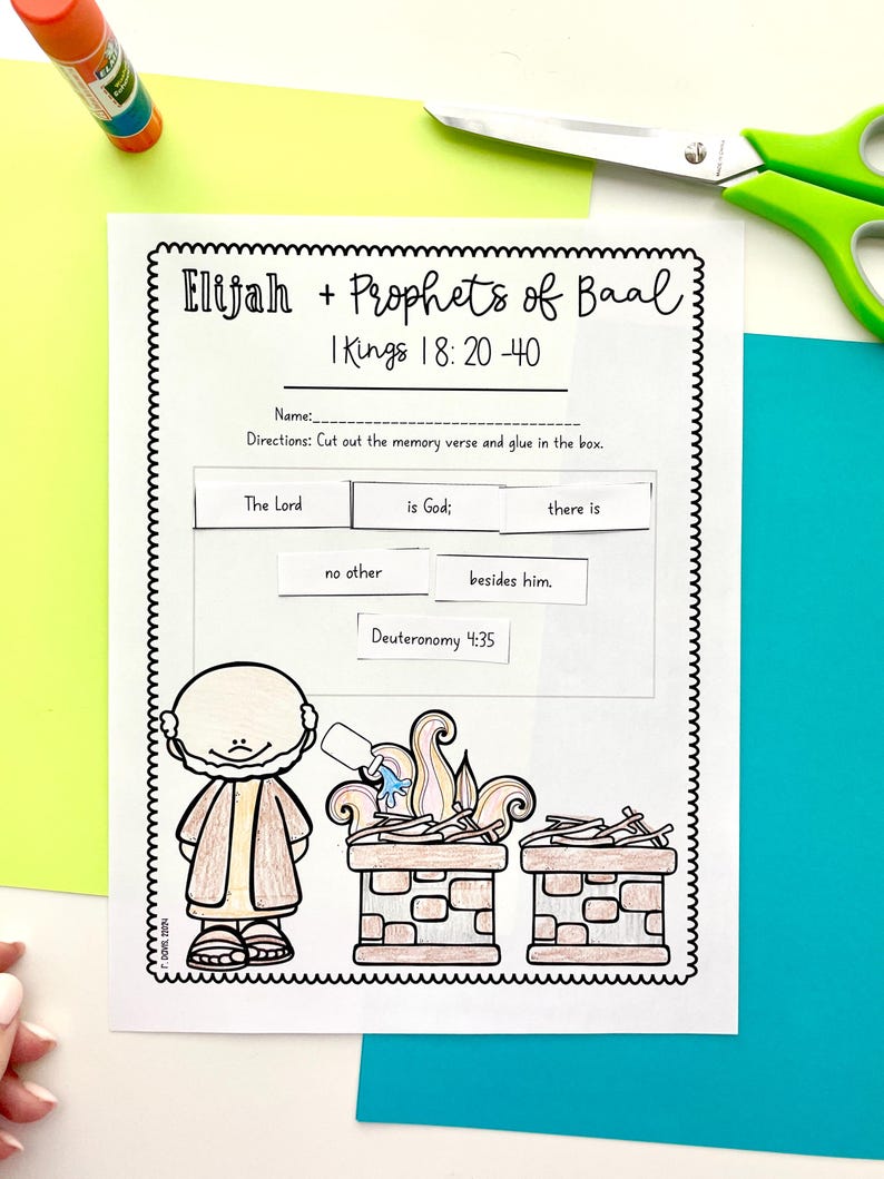 Elijah + the Prophets of Baal Interactive Bible Lesson With Printables ...