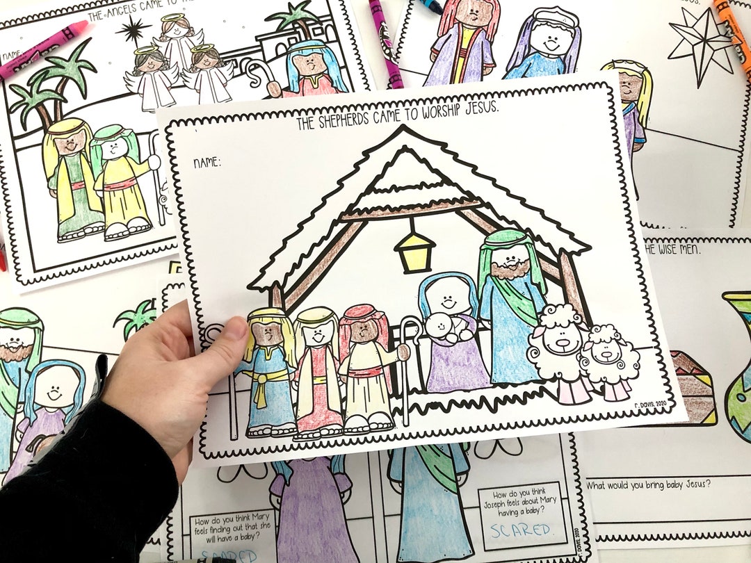 Jesus is Born Christmas Coloring Sheets for Sunday School or Homeschool ...