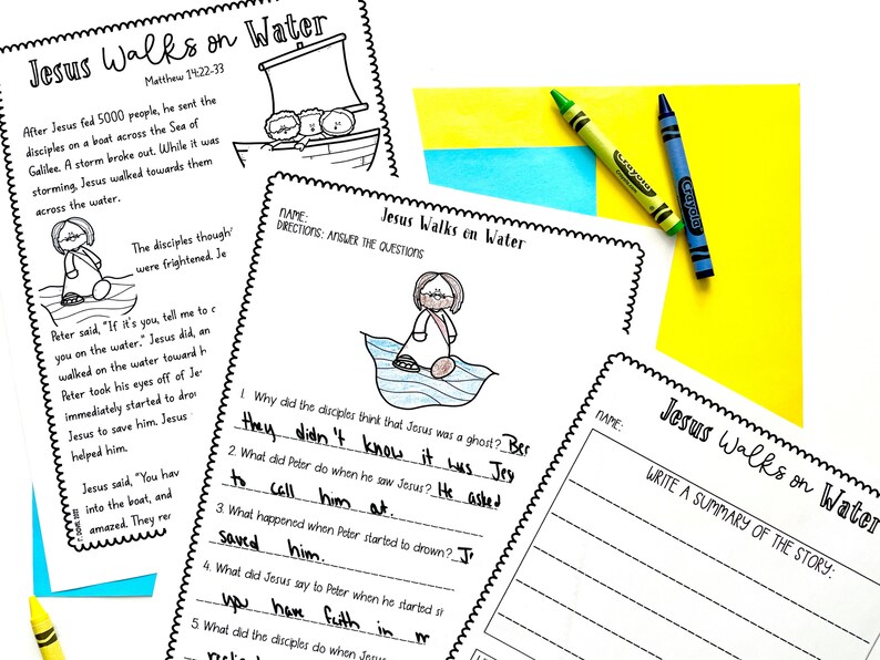 Jesus Walks on Water Object Lesson With Printable Activity Sheets ...