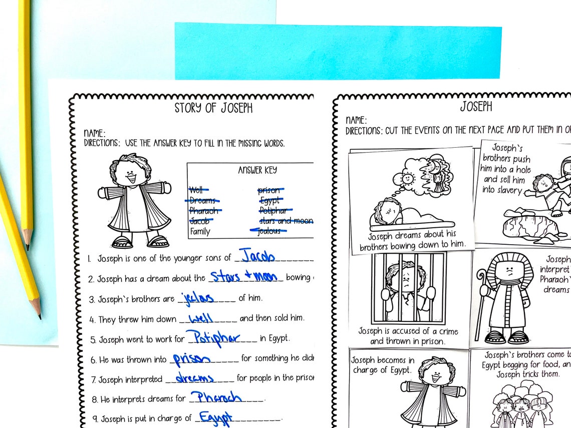 Joseph Printable Activity Sheets + Craft for Sunday School or Bible ...