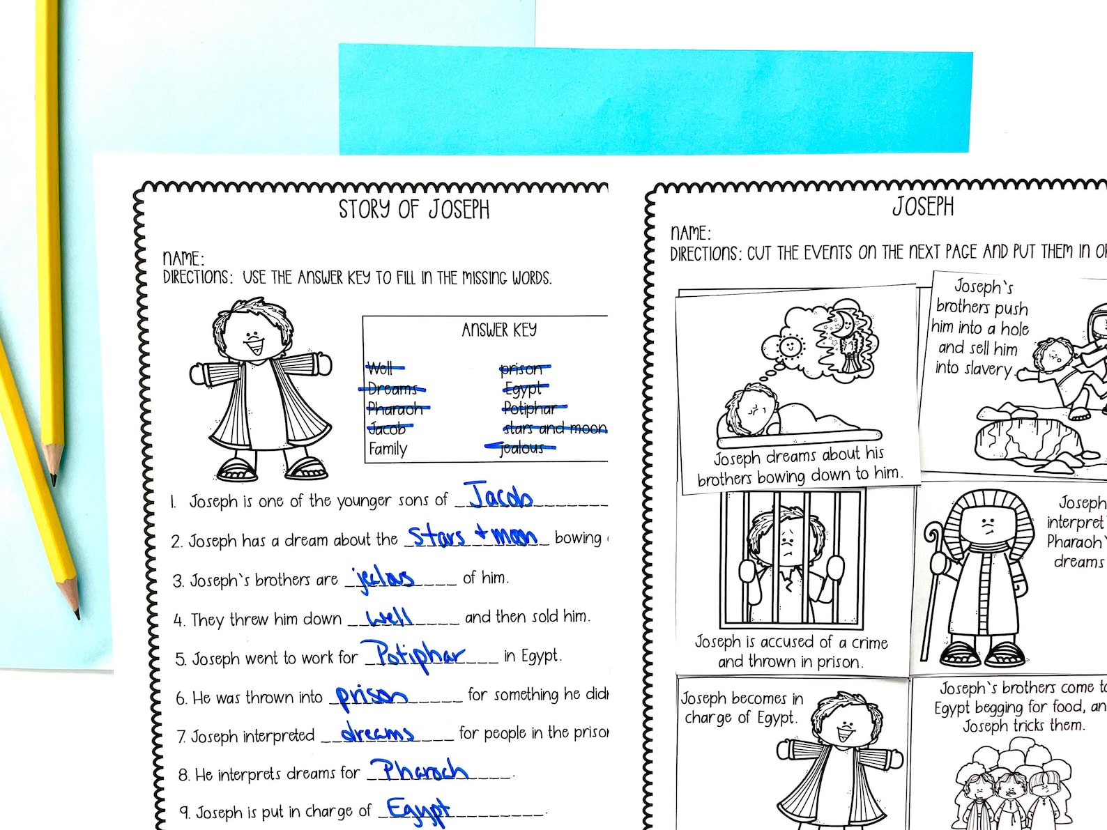 Joseph Printable Activity Sheets + Craft for Sunday School or Bible ...