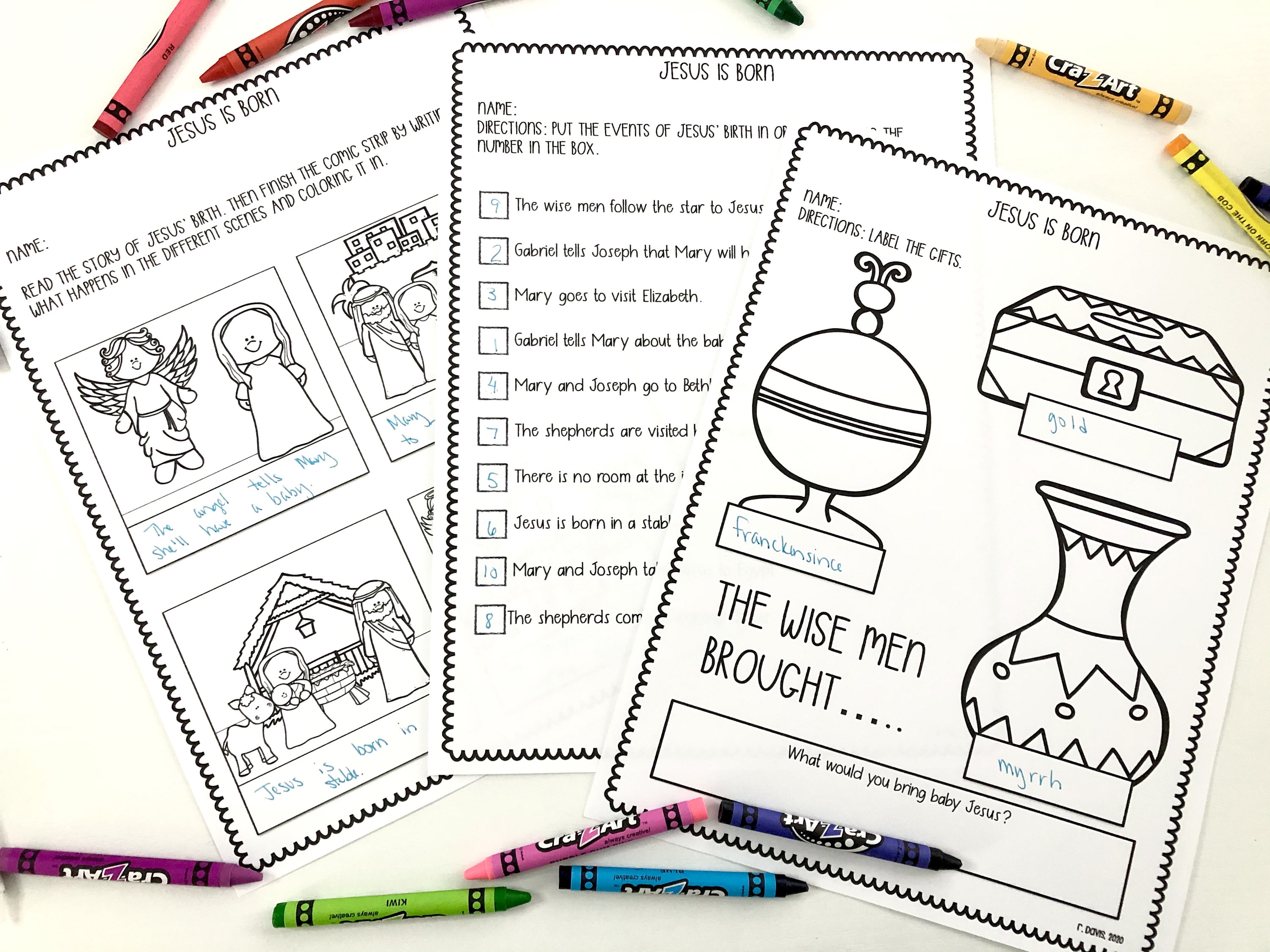 Jesus is Born Christmas Printable Activity Sheets for Sunday School ...
