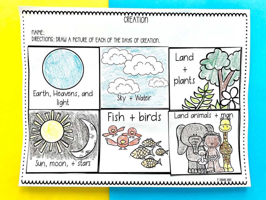 Creation Coloring Sheets for Sunday School or Homeschool, Bible Class ...