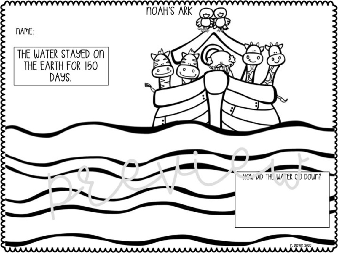 Noah's Ark Coloring Sheets for Sunday School or Homeschool Bible Story ...