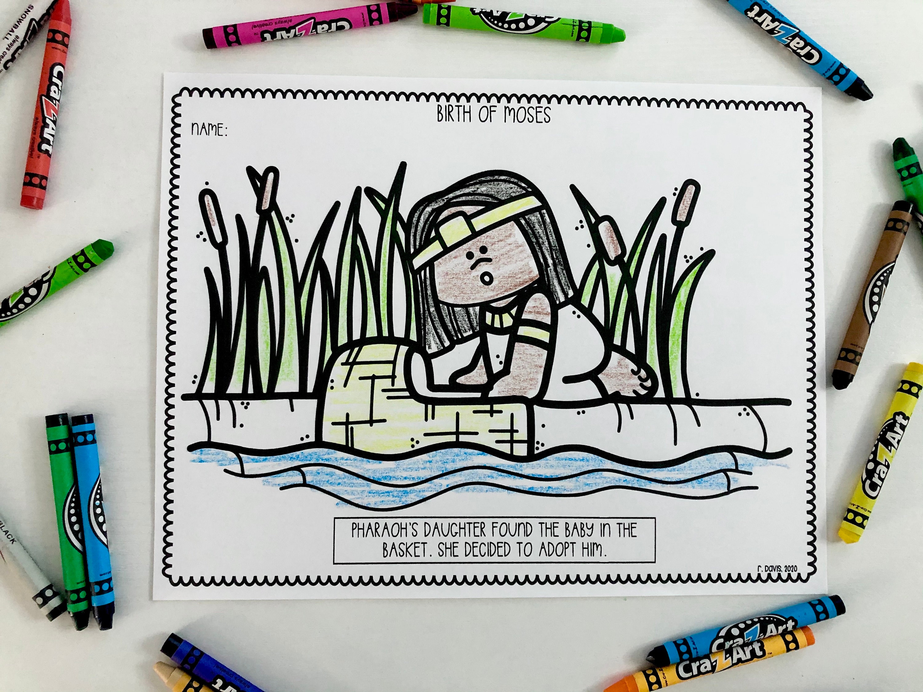 Birth of Moses Coloring Sheets for Sunday School or Homeschool || Bible ...