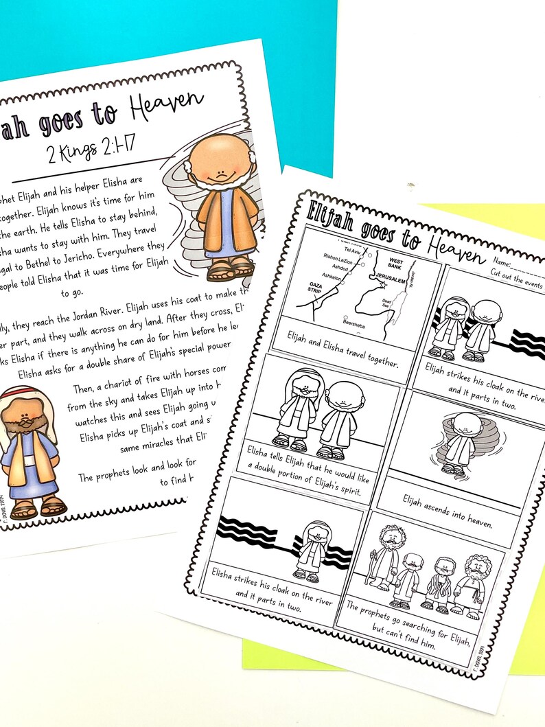 Elijah Ascends to Heaven Bible Lesson With Printables + Craft for ...