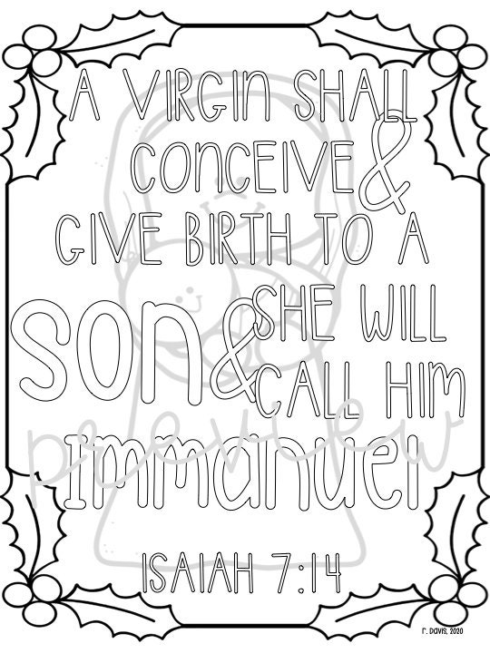 Bible Verse Coloring Sheets for Christmas Sunday School Bible Lessons ...