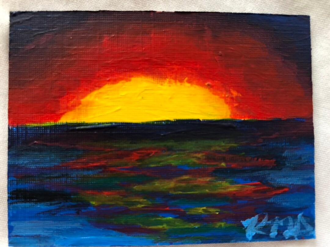Mini Sunset Painting No 6 Miniature Acrylic Paintings of - Etsy
