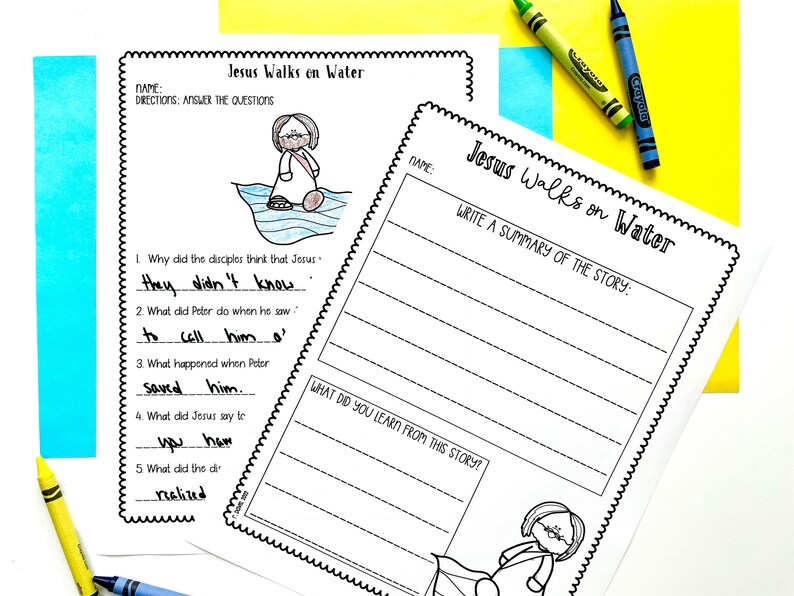 Jesus Walks on Water Object Lesson With Printable Activity Sheets Craft ...