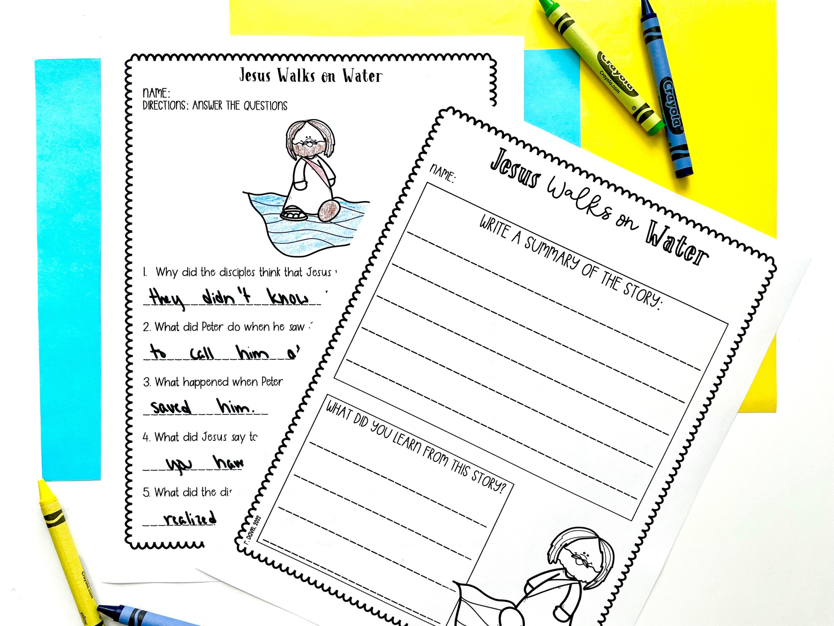 Jesus Walks on Water Object Lesson With Printable Activity Sheets Craft ...