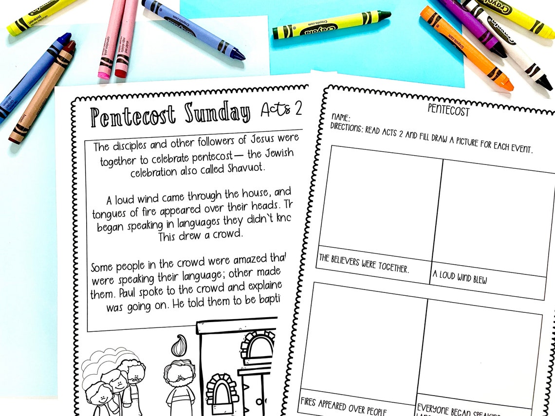Pentecost Printable Activity Sheets + Craft for Sunday School or Bible ...