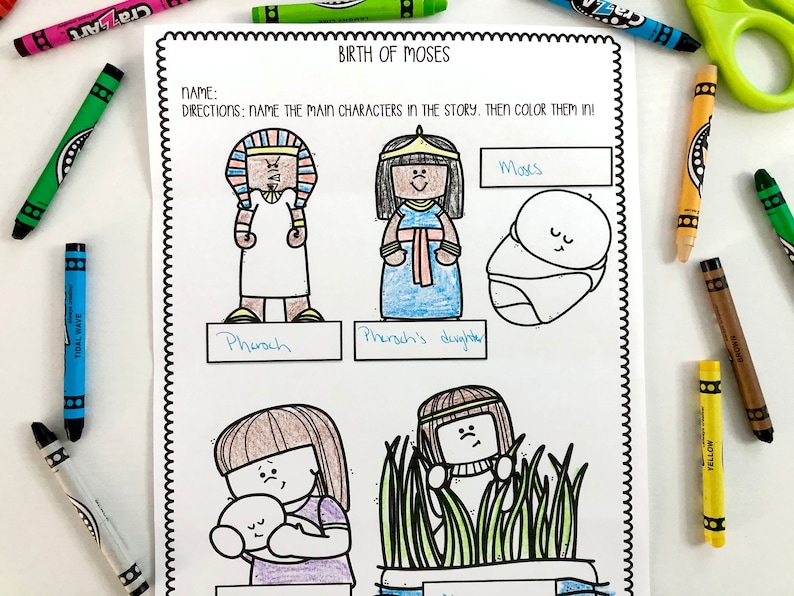 Birth of Moses Printable Activity Sheets for Sunday School || Bible ...