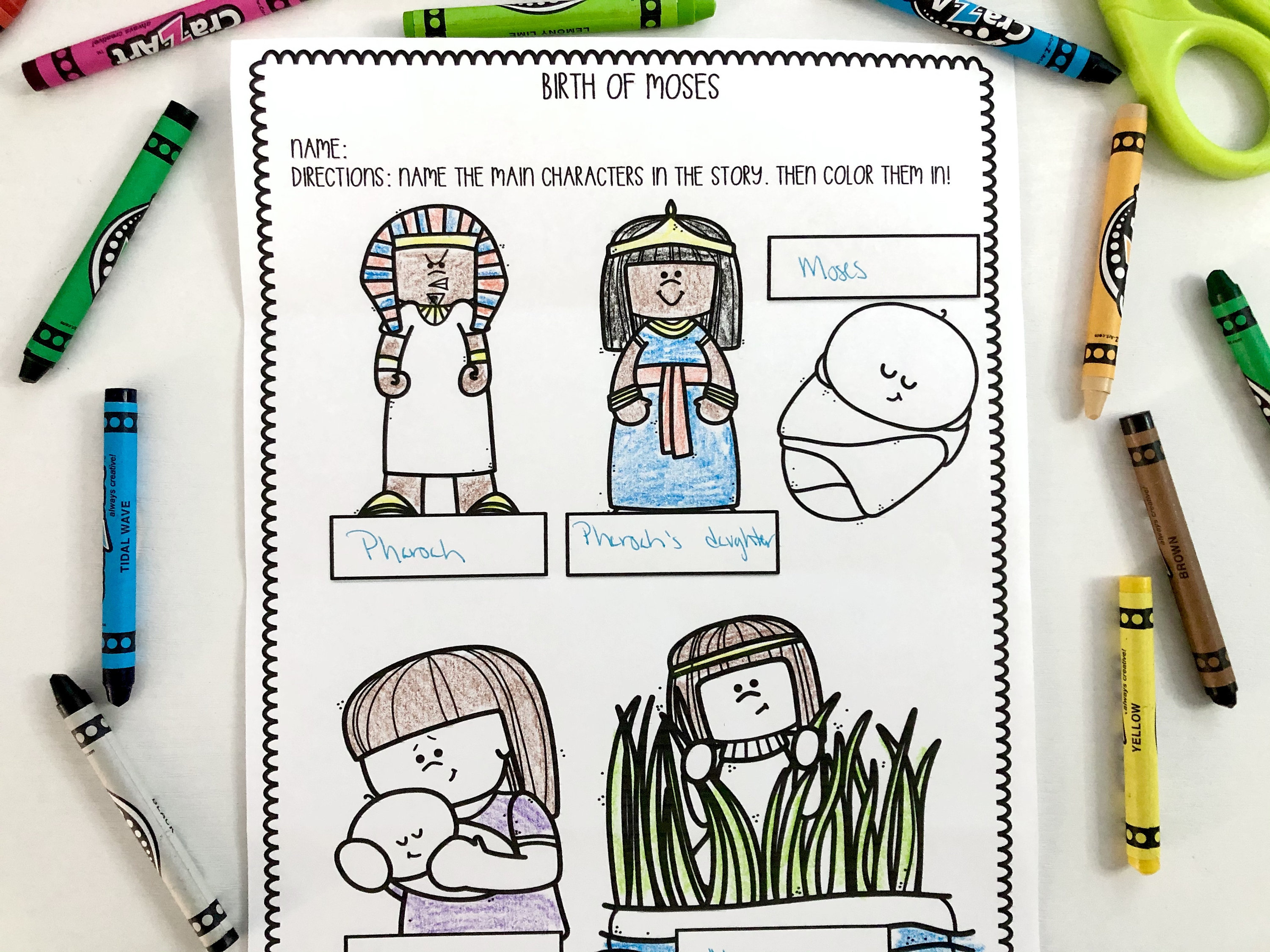 Birth of Moses Printable Activity Sheets for Sunday School | Etsy Canada